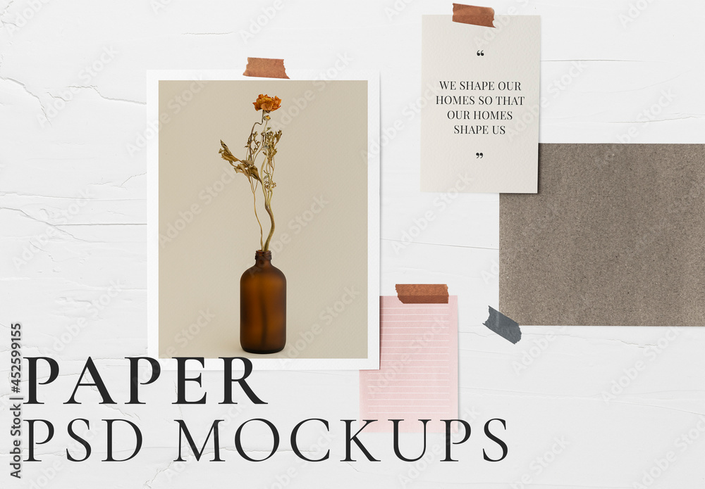 Paper Collage Mockup on the Wall Stock Template | Adobe Stock