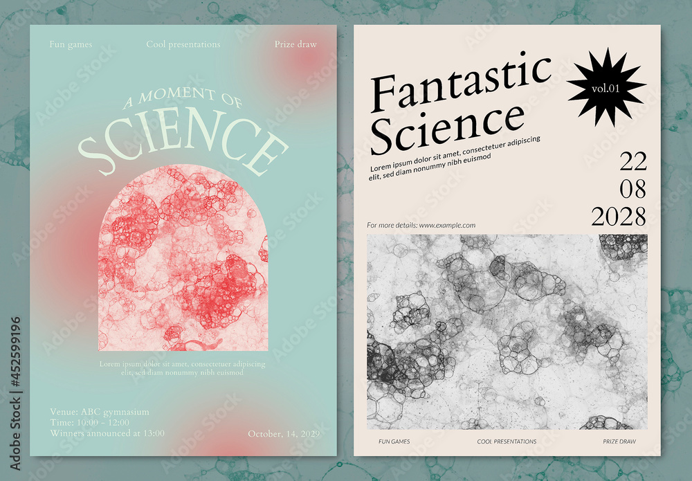 Bubble Art Poster Template for Science Event Stock Template | Adobe Stock