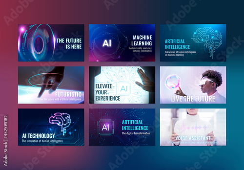 Futuristic Ai Technology Template for Blog Banner Set Stock Template ...