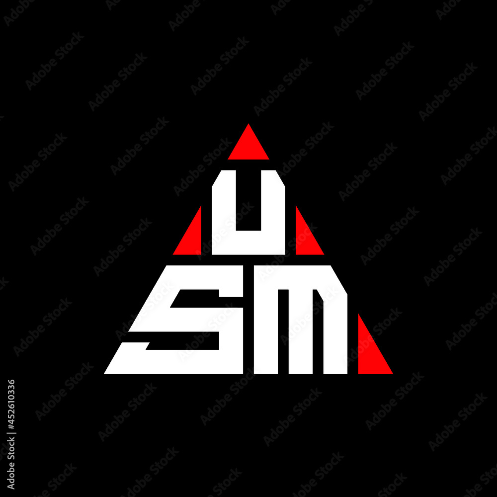 USM triangle letter logo design with triangle shape. USM triangle logo ...