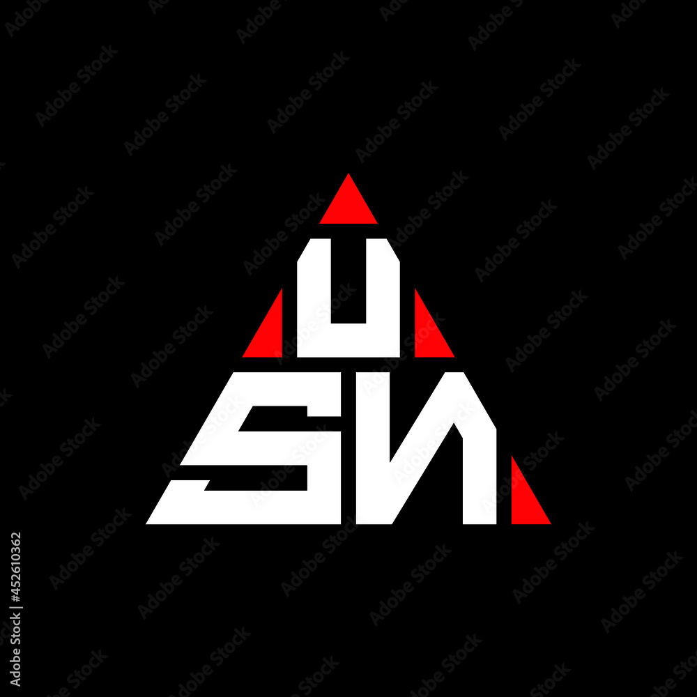 USN triangle letter logo design with triangle shape. USN triangle logo ...