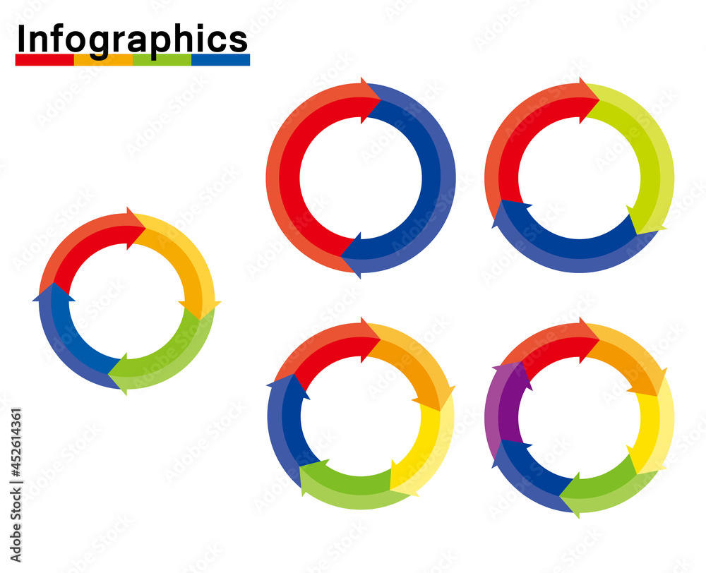 Infographics circle chart illustration set, 3D, split circle and arrow ...