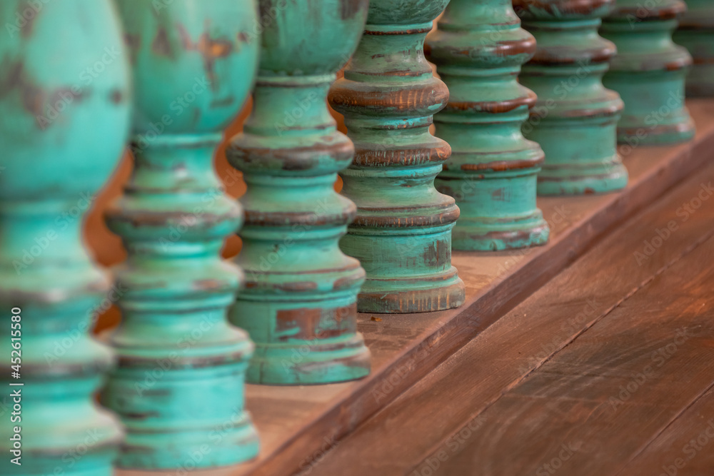 Wooden balusters on the old historic railings. Lots of old balusters ...