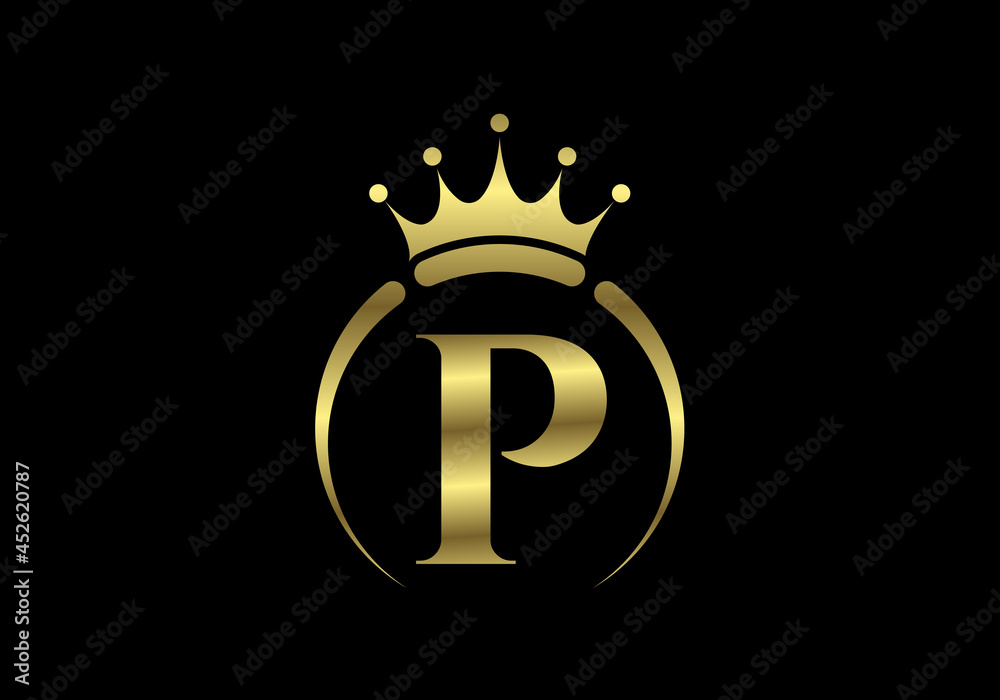 Initial P monogram alphabet with a crown. Royal, King, queen luxury ...