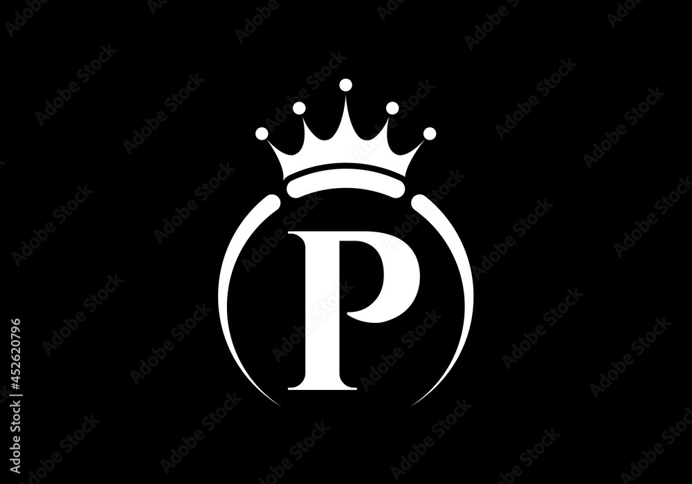 Initial P monogram alphabet with a crown. Royal, King, queen luxury ...