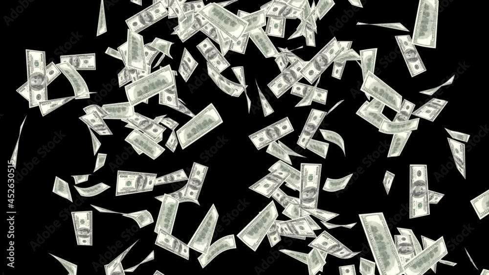 Vidéo Stock 3D 4k American hundred dollar bills Falling Dollar ...