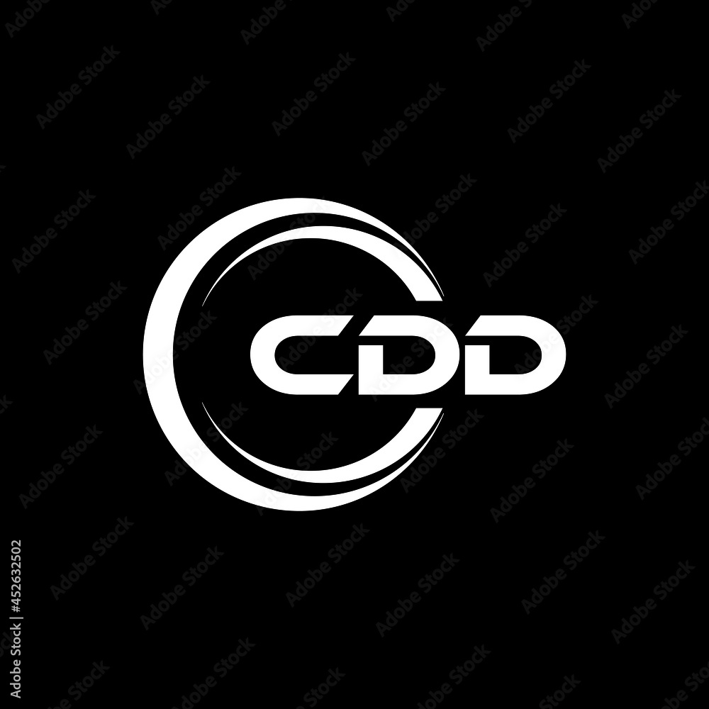 Vecteur Stock CDD letter logo design with black background in ...