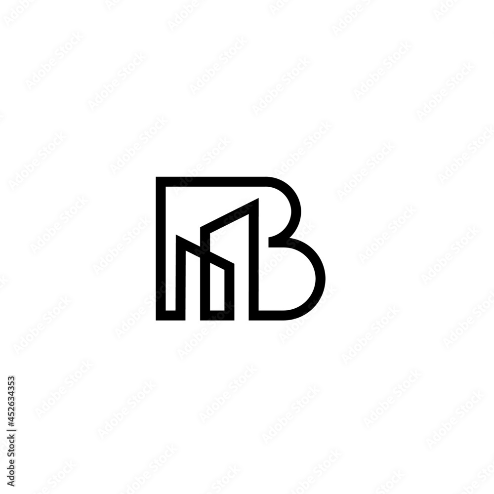 initial letter b construction monogram logo design. minimal vector ...