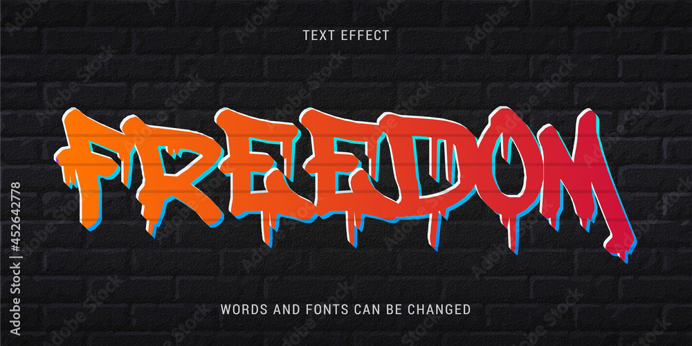 freedom graffiti text effect 100% editable vector image Stock Vector ...