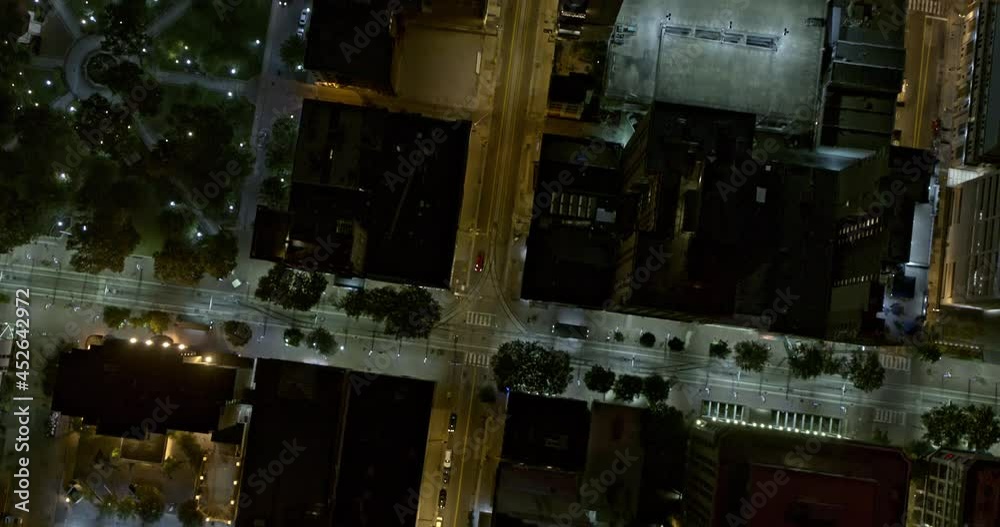 Memphis Tennessee Aerial v6 vertical overhead rooftop illuminated view ...