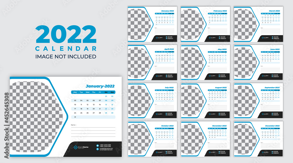 desk calendar 2022, table calendar,2022 calendar template. Corporate ...