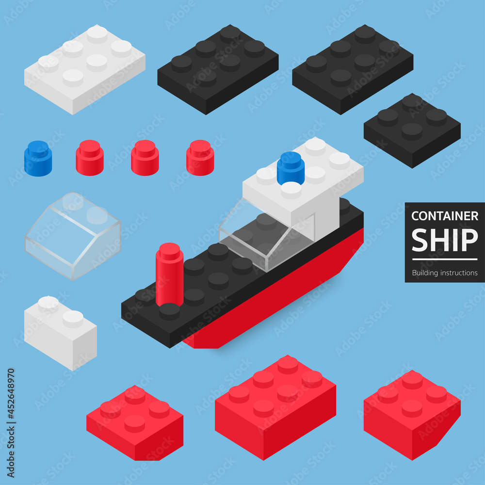 Building instructions for the Container ship blocks bricks toy like ...