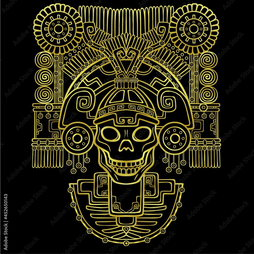 Stylized skull. Pagan god of death. Motives of art Native American ...