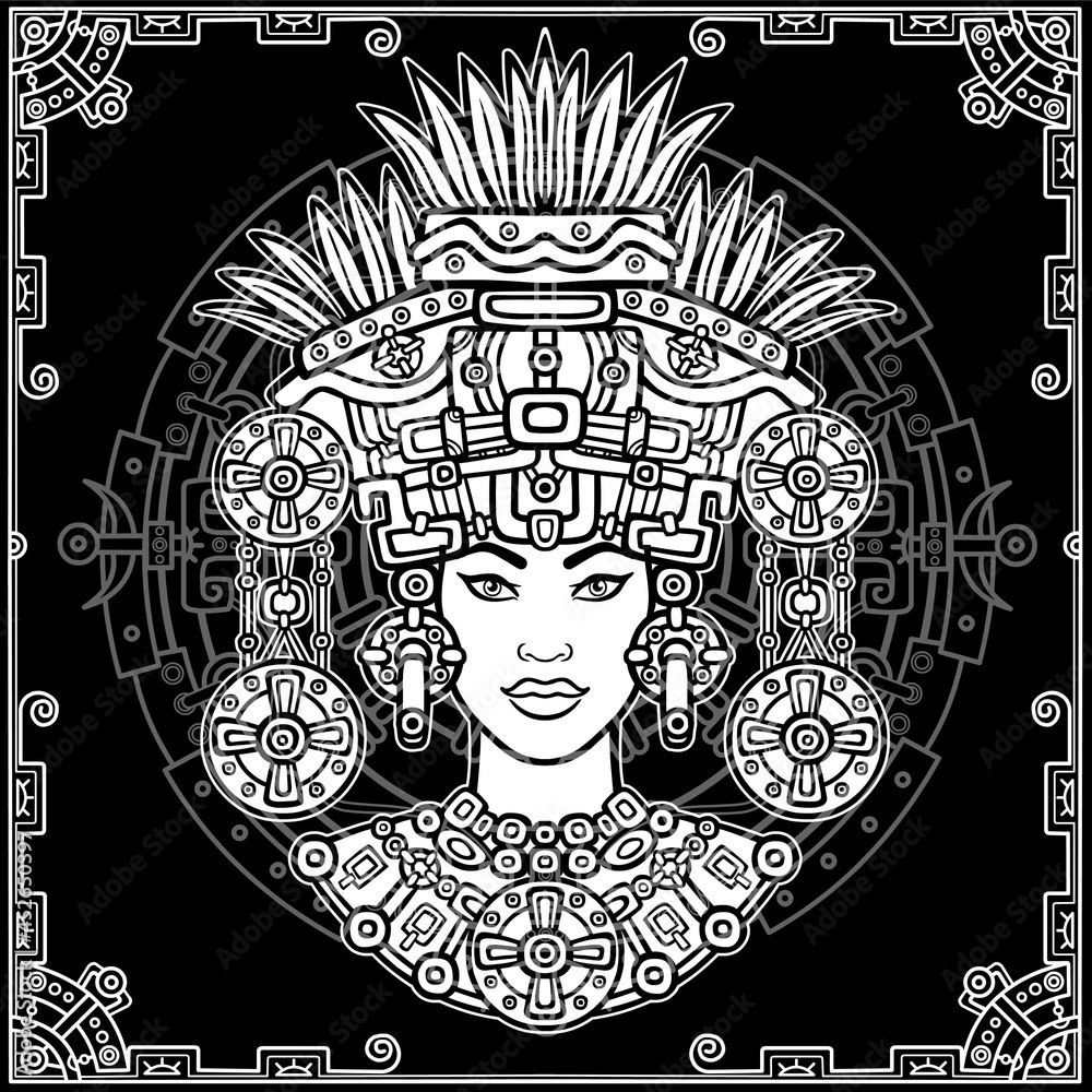 Animation portrait of the pagan goddess based on motives of art Native ...