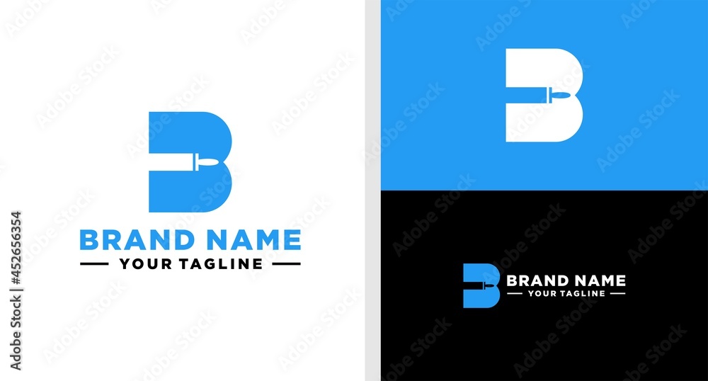 LETTER B PAINT LOGO BRUSH NEGATIVE SPACE EDITABLE Stock Vector | Adobe ...