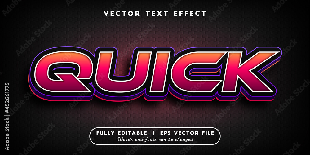 Text effects 3d quick, editable text style Stock Vector | Adobe Stock