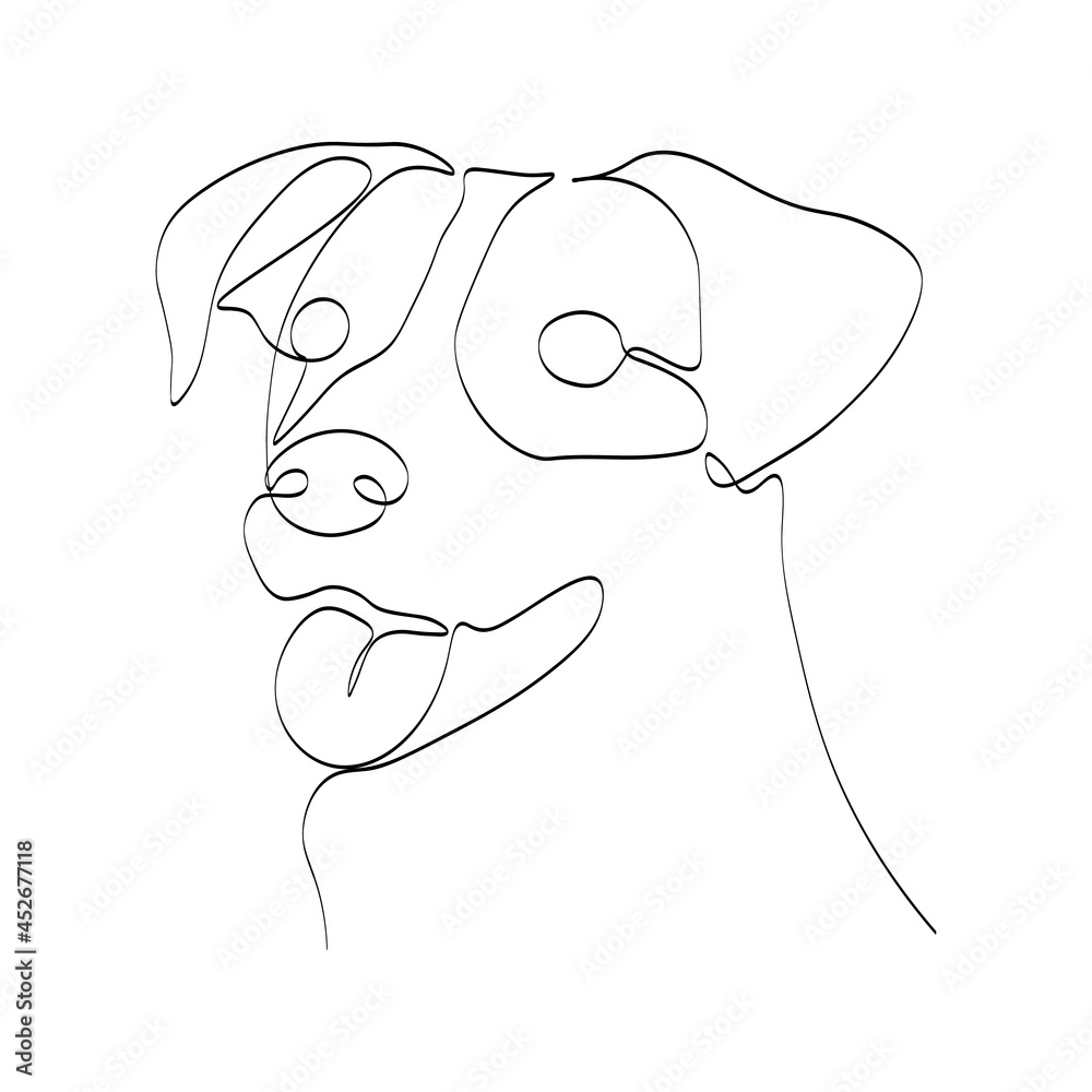 Continuous one line drawing with Jack Russell Terrier. Contemporary ...