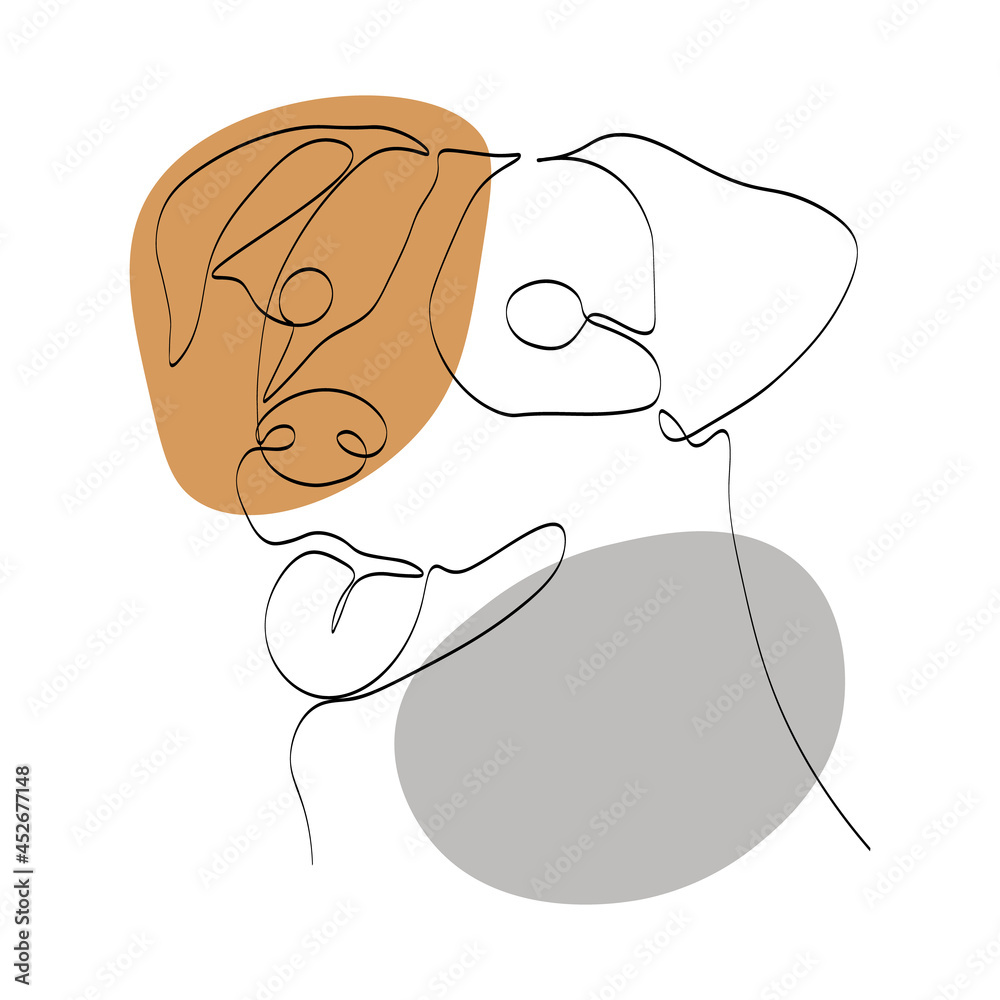 Continuous one line drawing with Jack Russell Terrier. Contemporary ...