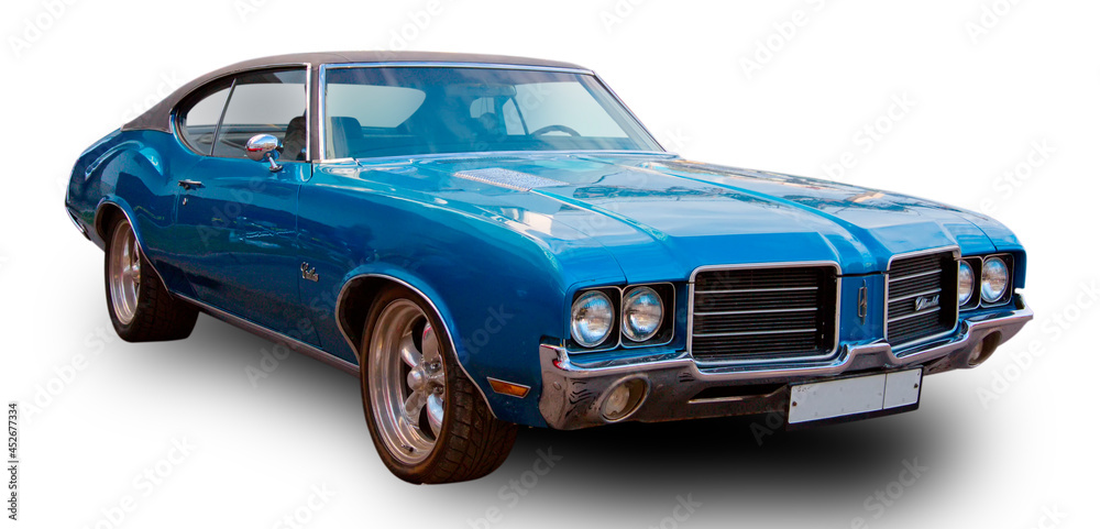 Classical American vintage car Oldsmobile Cutlass 1969. White ...