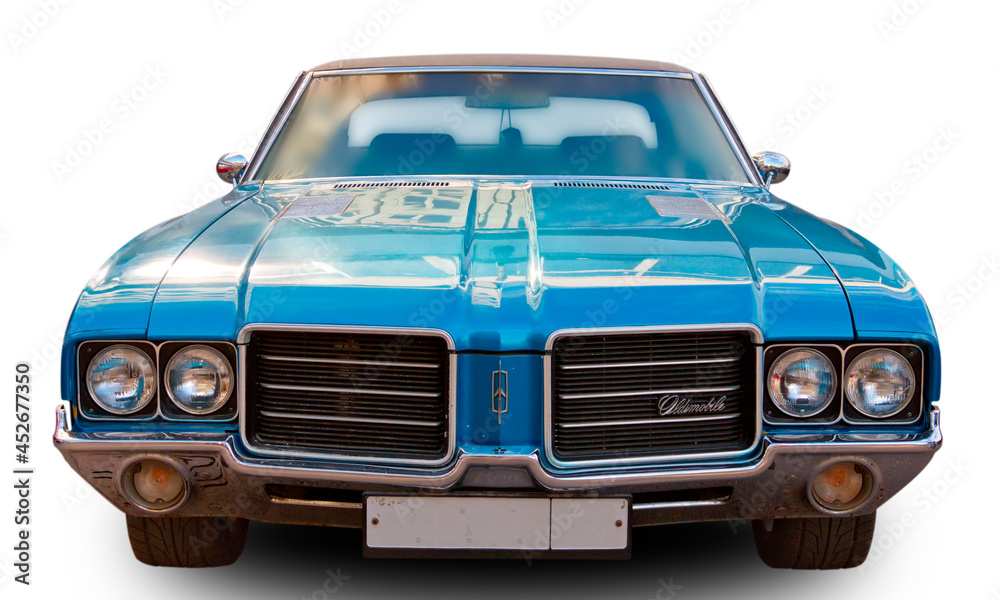 Classical American vintage car Oldsmobile Cutlass 1969. Front view ...