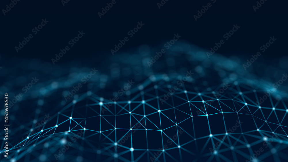 Abstract science wave. Digital transmission of data through the ...