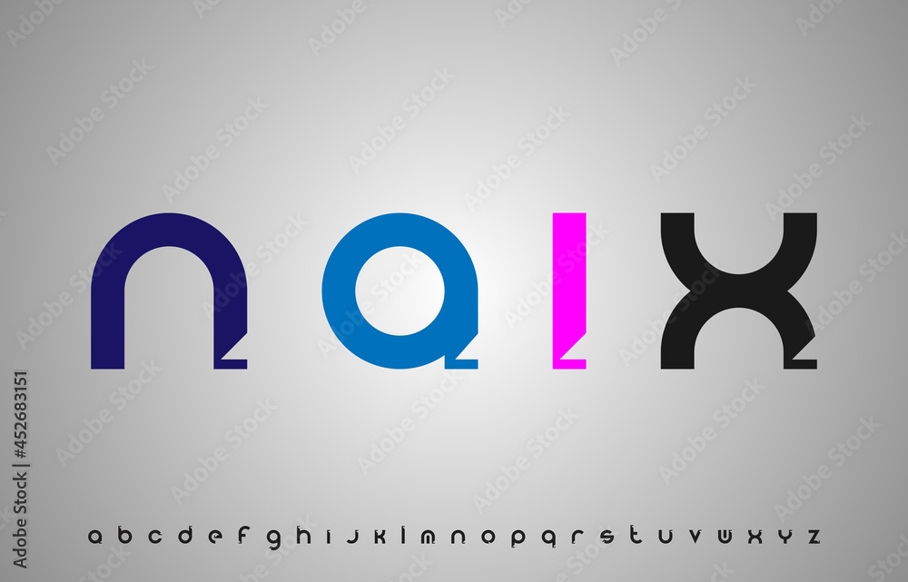 modern flat minimal alphabet small lettering a to z font family ...