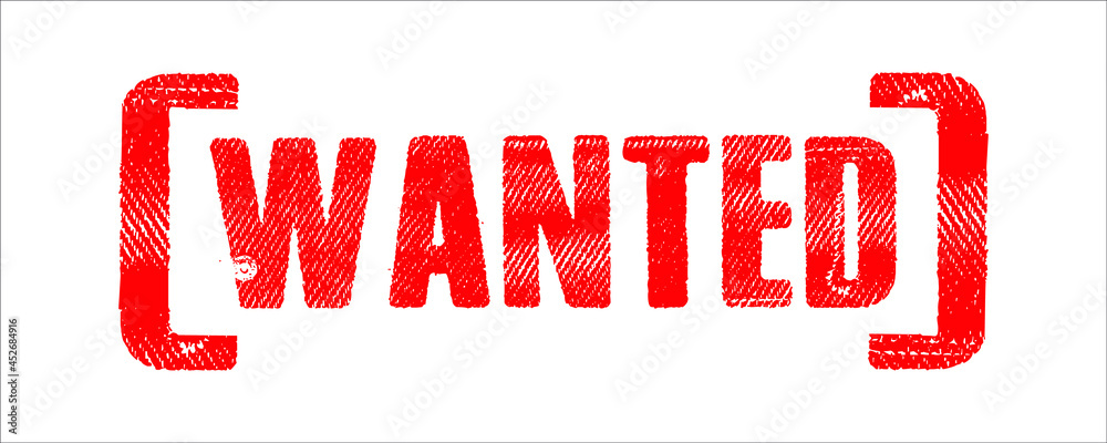 Grunge red Wanted square rubber seal stamp on transparent background ...