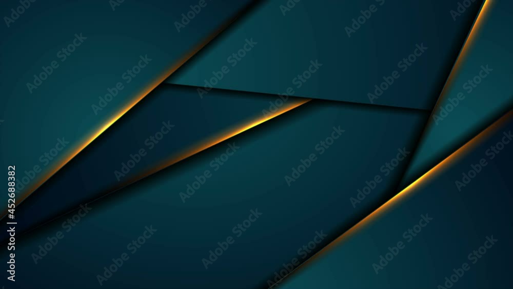 Dark blue abstract corporate motion design with orange glowing neon ...