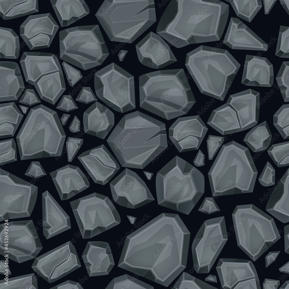 Stone vector seamless pattern, cracked rock top view background, nature ...