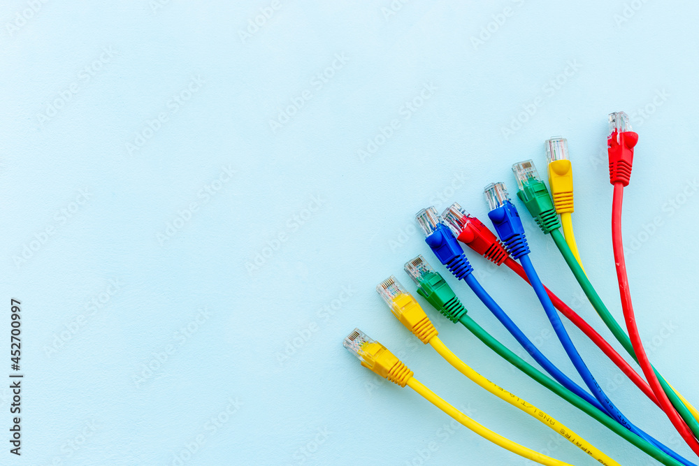 Electric wire and network cables, top view Stock Photo | Adobe Stock