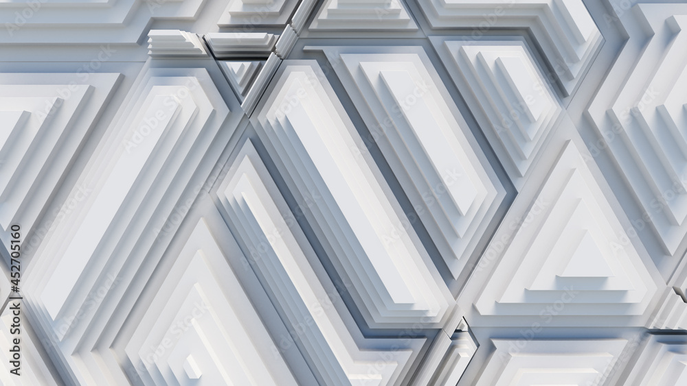 White, Tech Background with a Geometric 3D Structure. Clean, Stepped ...