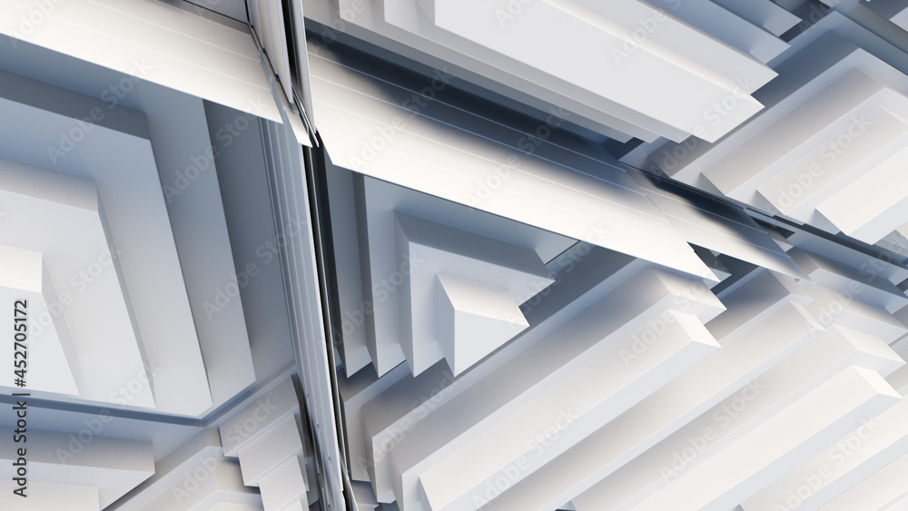 White, Tech Background with a Geometric 3D Structure. Clean, Stepped ...
