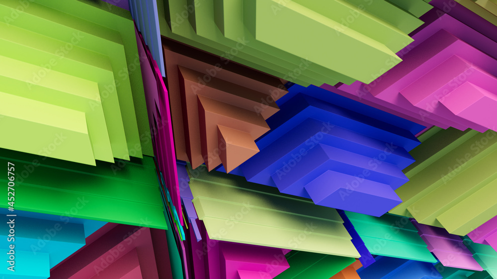 Multicolored, Tech Background with a Geometric 3D Structure. Bright ...