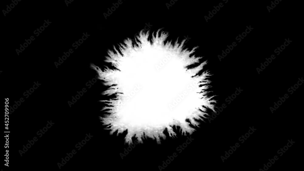 Abstract ink splatter transition in black and white seamless loop ...