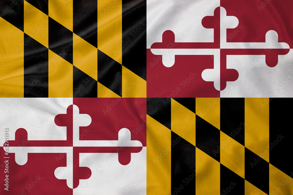 Flag of Maryland, realistic 3D rendering with fabric texture Stock ...