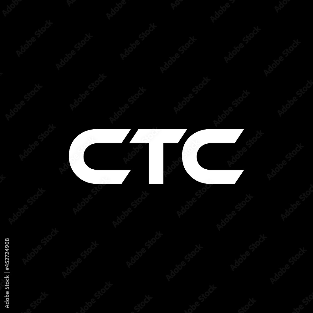CTC letter logo design with black background in illustrator, vector ...