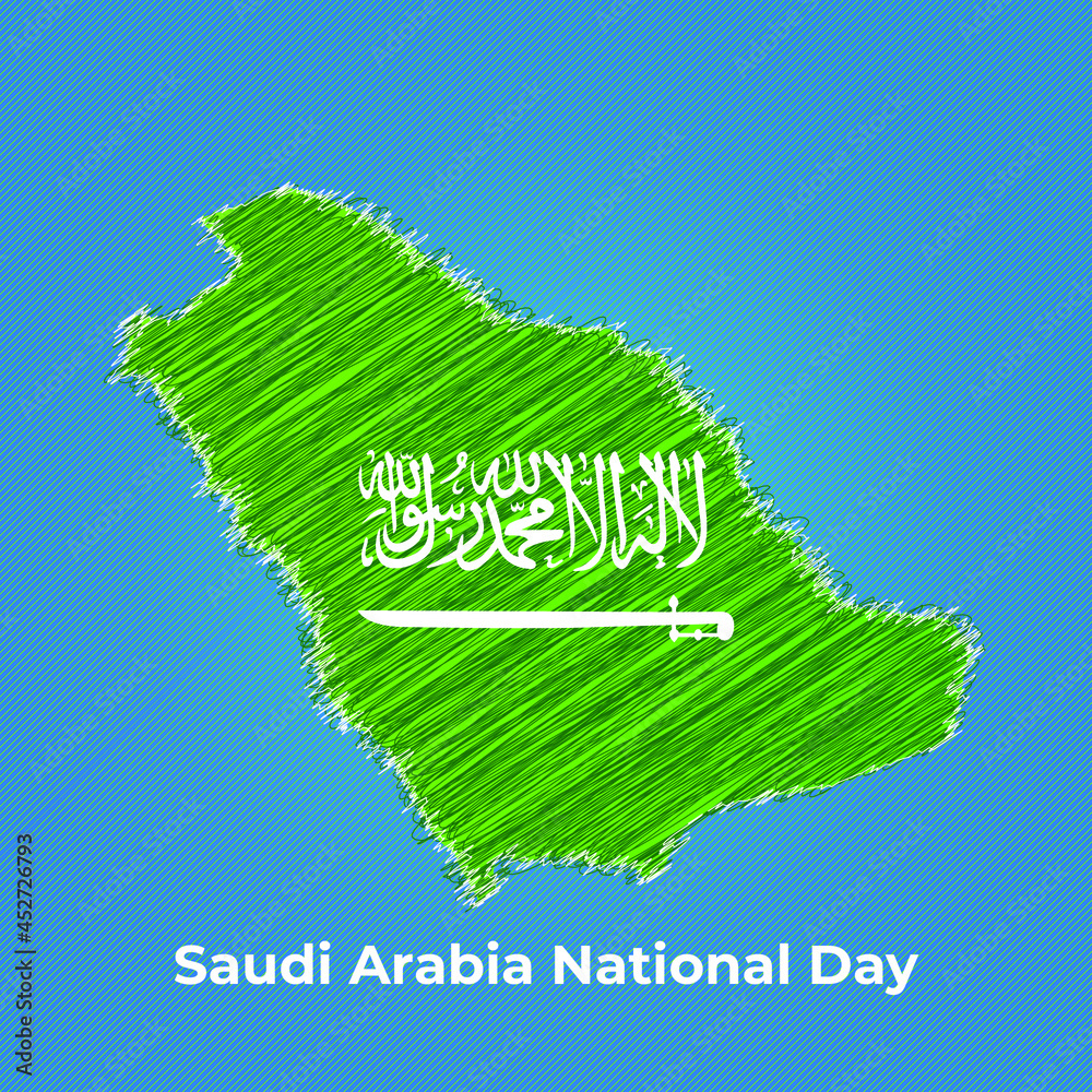 Saudi National Day Creative Map Design Stock Vector | Adobe Stock
