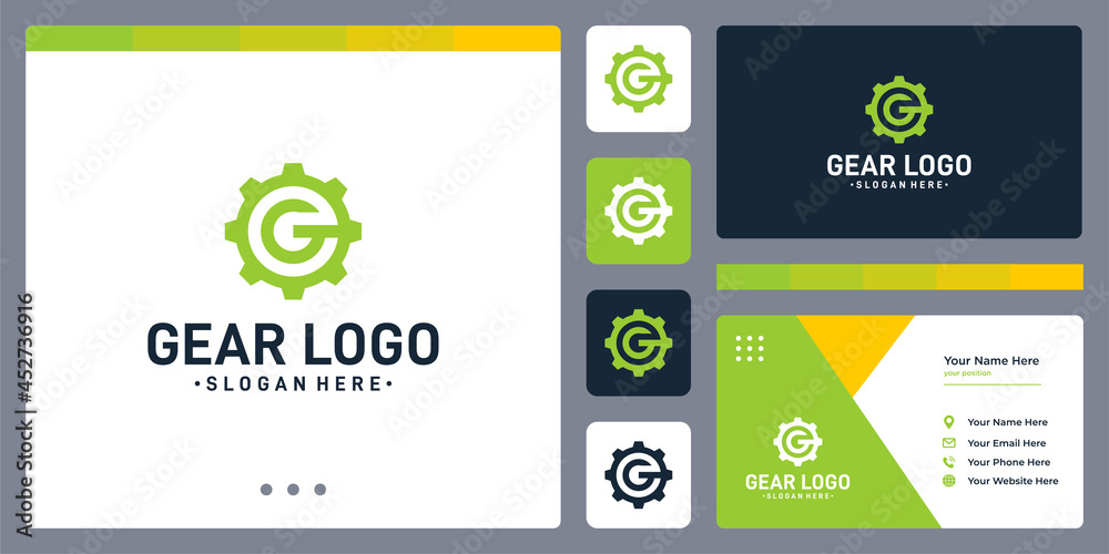 inspiration abstract gear logo concept and the initial letter G shape ...
