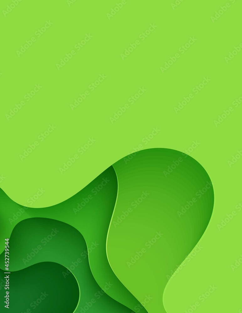 Abstract green background in paper cut style. 3d layout wallpaper cut ...