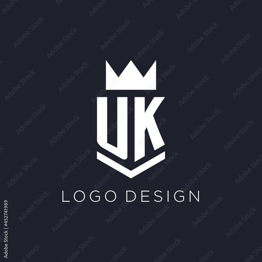 UK logo with shield and crown, initial monogram logo design Stock ...