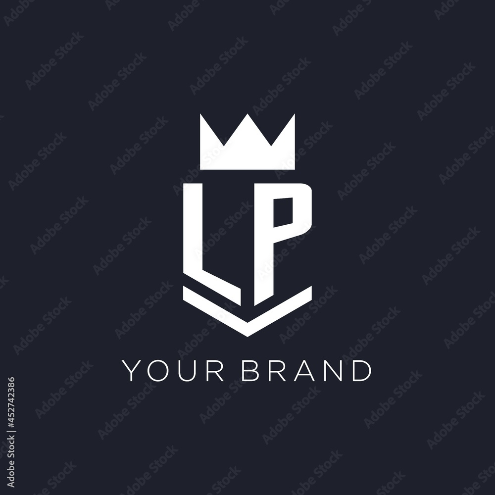 Vetor de LP logo with shield and crown, initial monogram logo design do ...