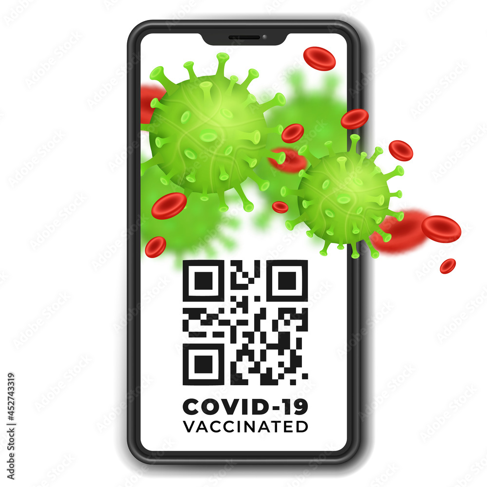 Coronavirus 2019-nCoV on smartphone screen. Checking, monitoring QR ...