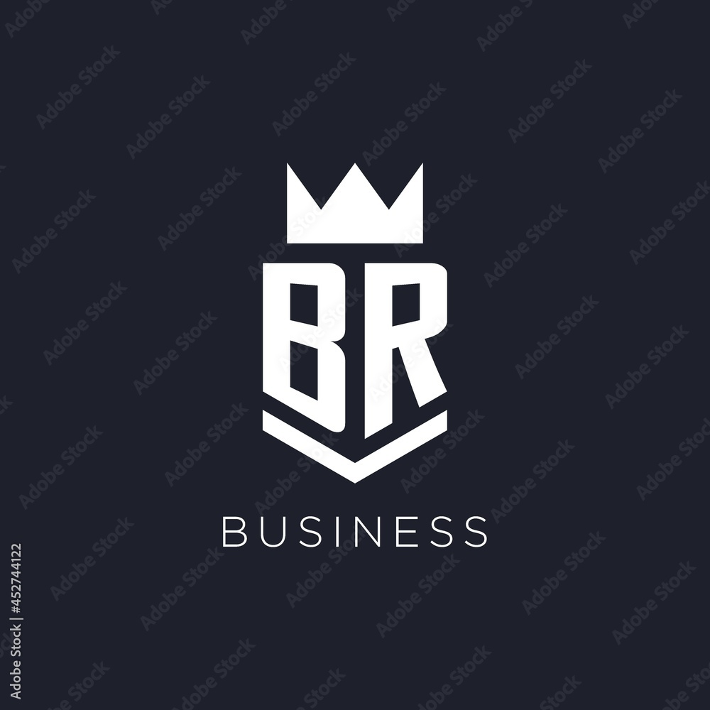 BR logo with shield and crown, initial monogram logo design Stock ...