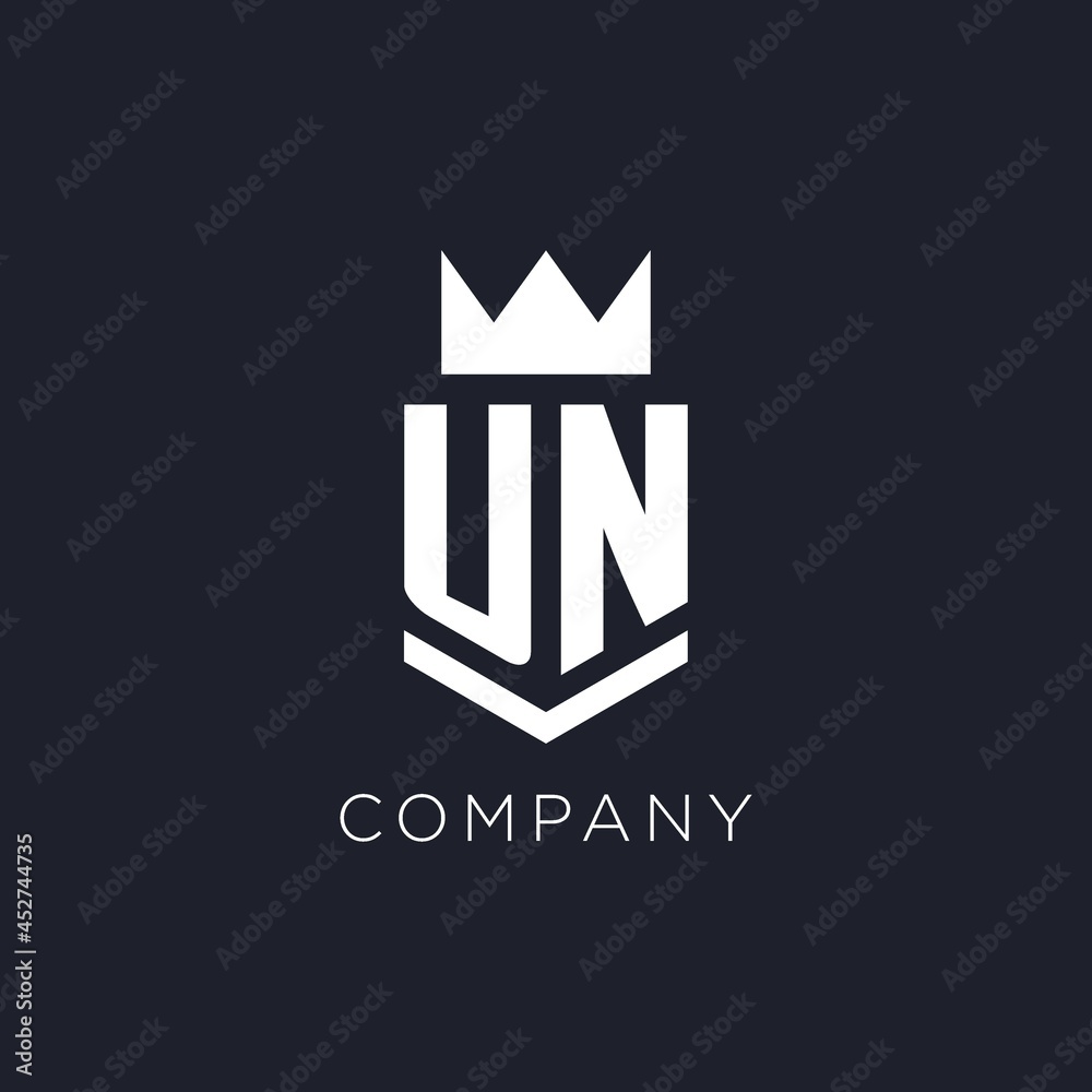 UN logo with shield and crown, initial monogram logo design Stock ...