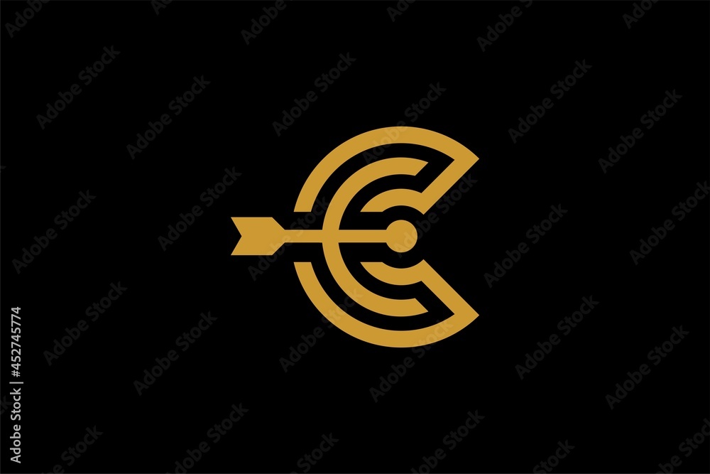 Archery logo design vector. Letter C and bow abstract symbol. Letter C ...