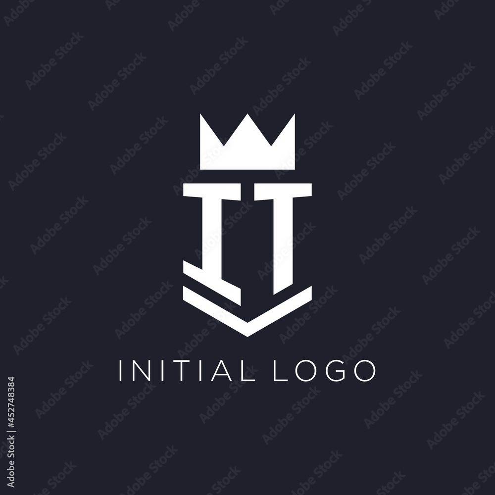 IT logo with shield and crown, initial monogram logo design Stock ...