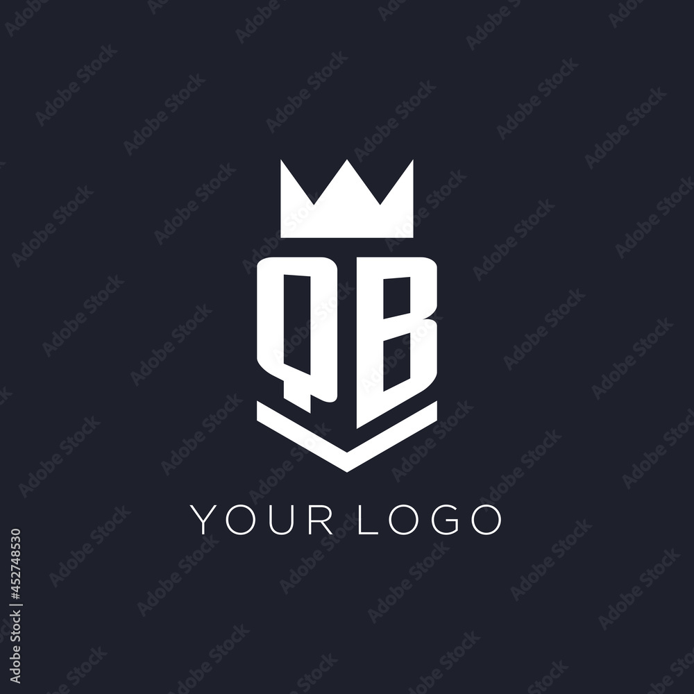 QB logo with shield and crown, initial monogram logo design Stock ...