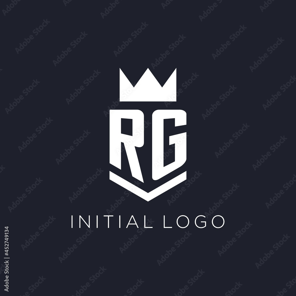 RG logo with shield and crown, initial monogram logo design Stock ...