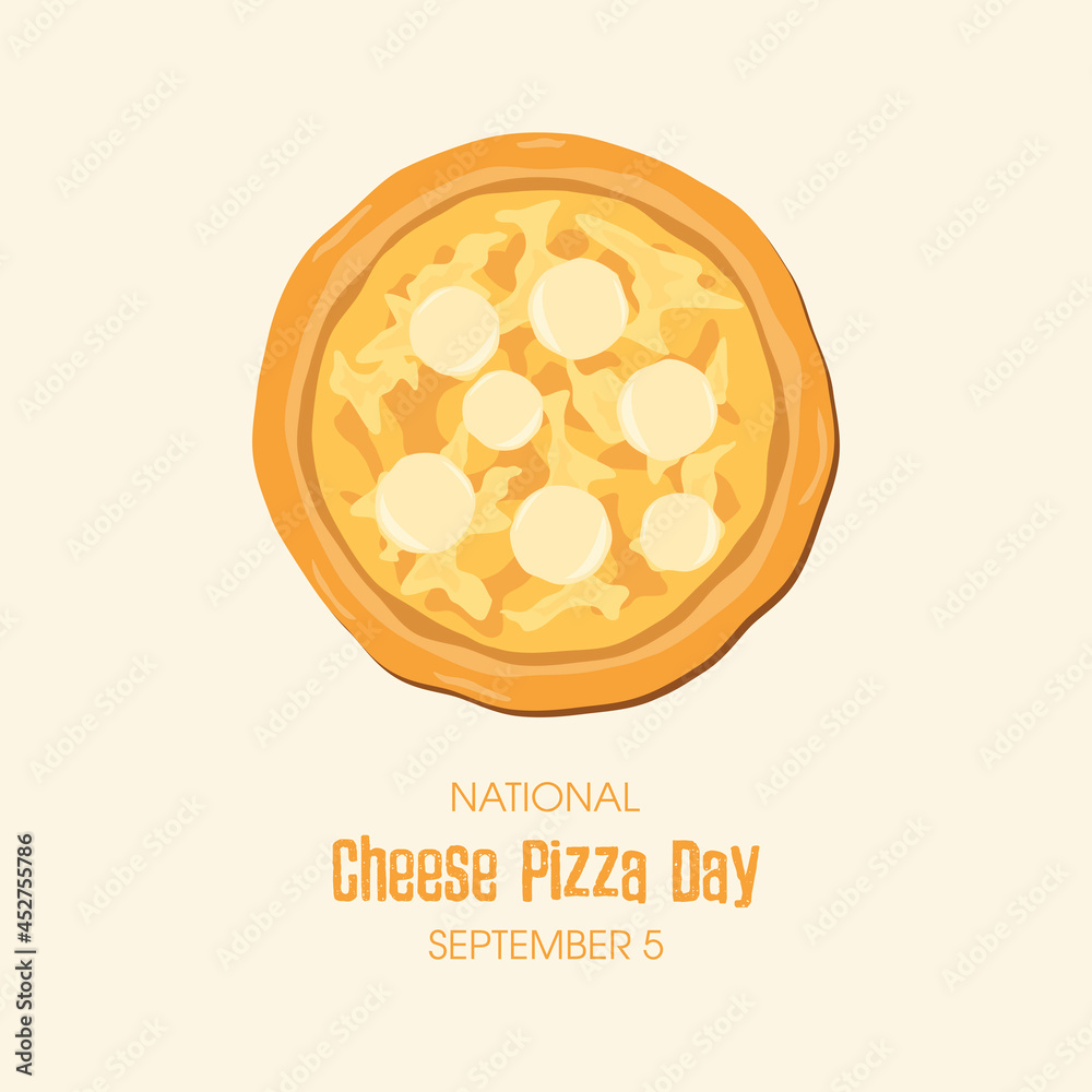 National Cheese Pizza Day vector. Whole cheese pizza top view icon ...