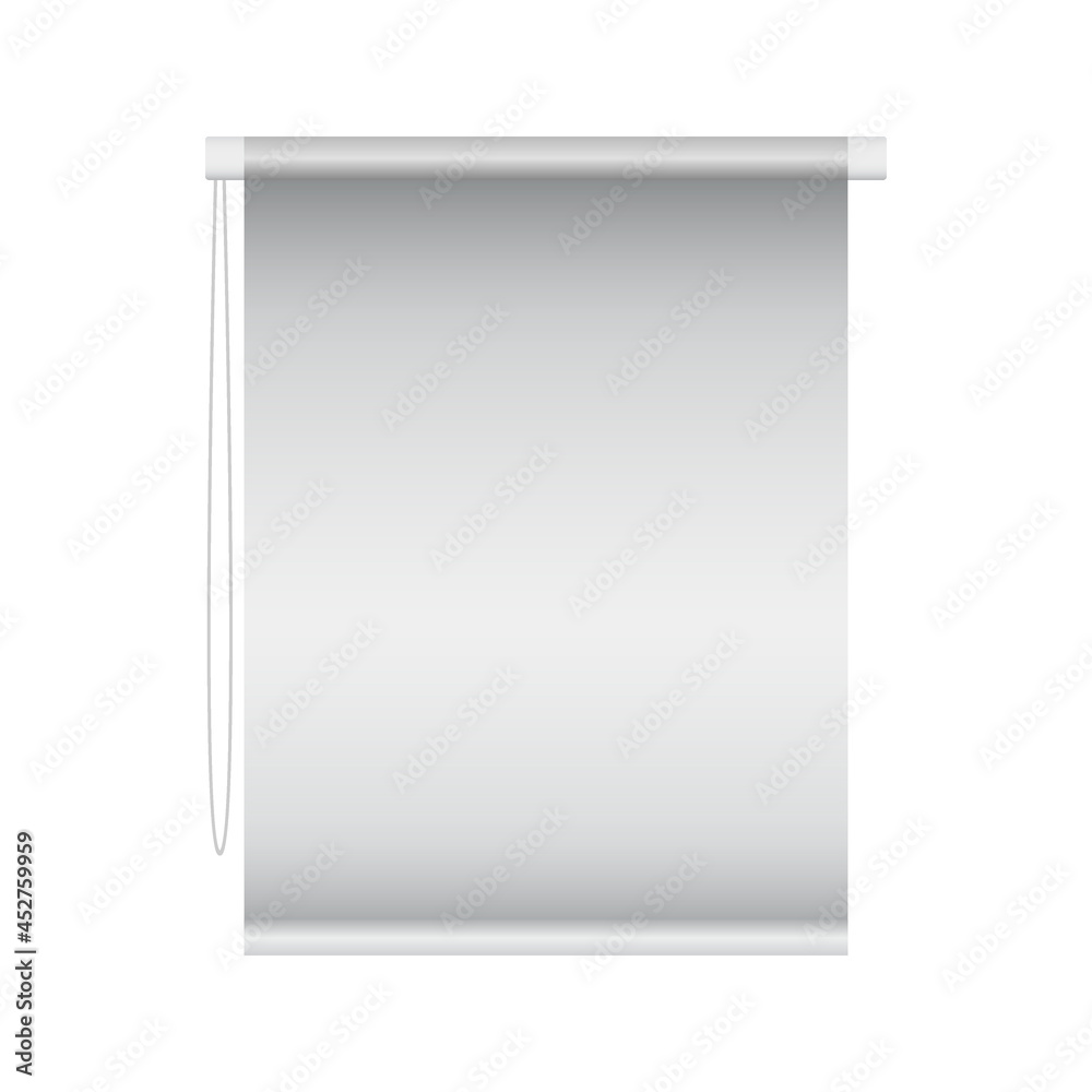 Realistic window roller blinds. White motorized shades. Vector ...